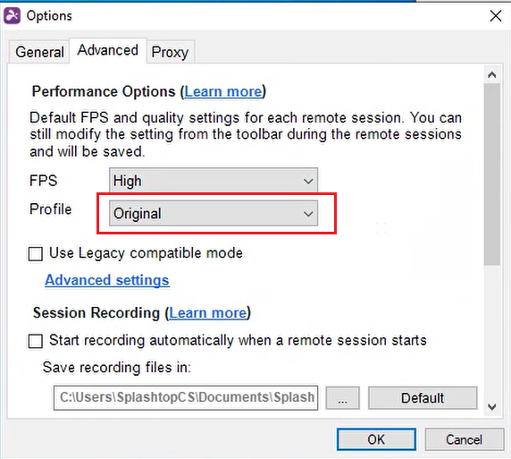Performance Options – Splashtop Business - Support
