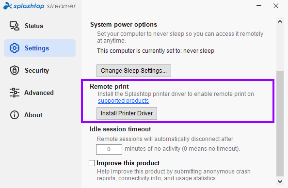 Remote Print – Splashtop Business - Support