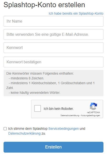 Wie erstelle ich ein Splashtop-Konto? – Splashtop Business - Unterstützung