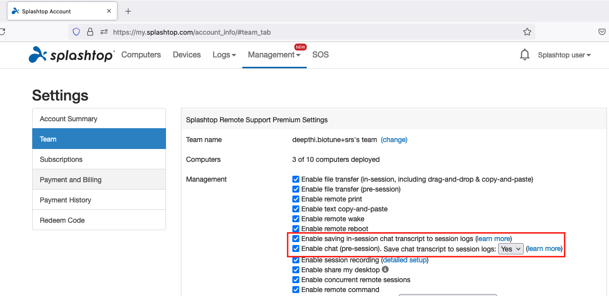 Chat – Splashtop Business - Support