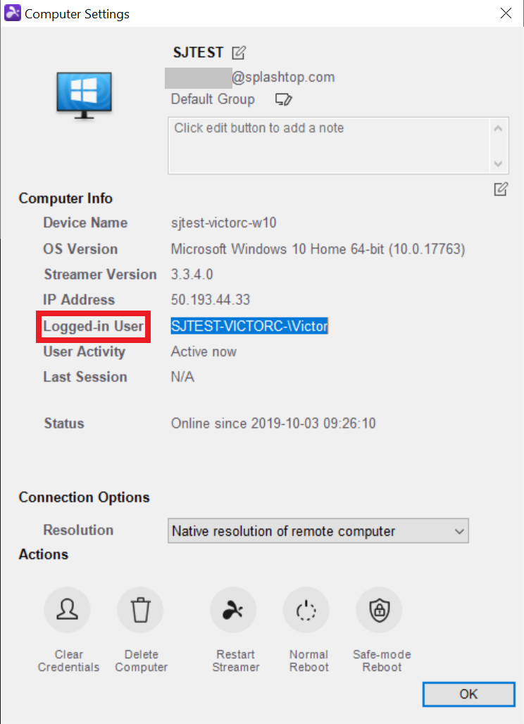 Display logged-in user setting – Splashtop Business - Support